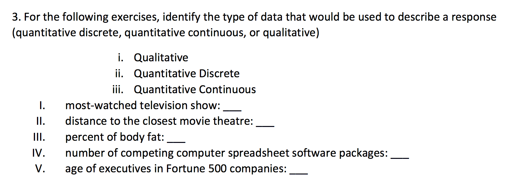 Solved 3. For the following exercises, identify the type of | Chegg.com