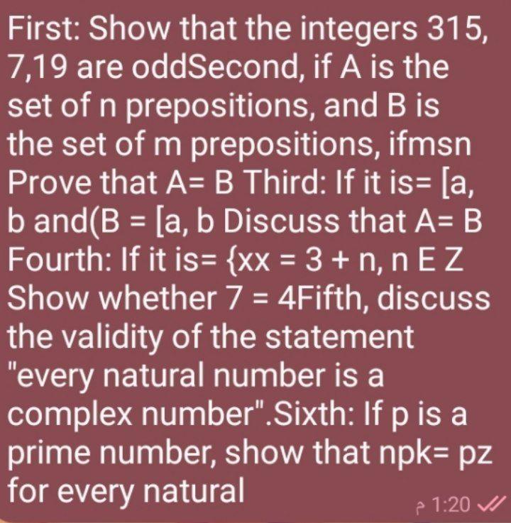 Solved First: Show that the integers 315, 7,19 are | Chegg.com