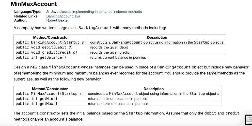 Solved Min MaxAccount Language/Type: Java classes | Chegg.com
