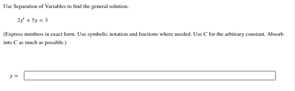 Solved Use Separation of Variables to find the general | Chegg.com