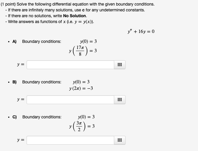 Solved Solve the following differential equation with the | Chegg.com