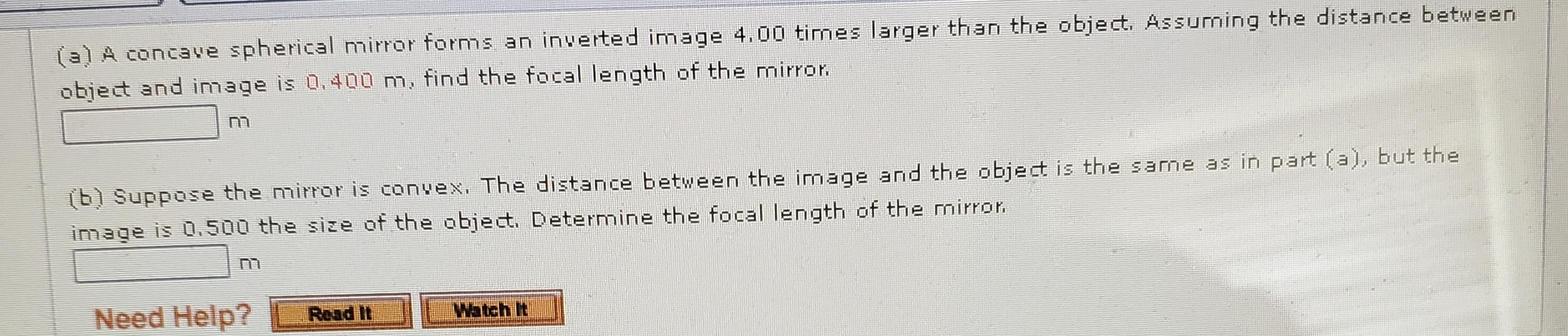 Solved (a) A concave spherical mirror forms an inverted | Chegg.com