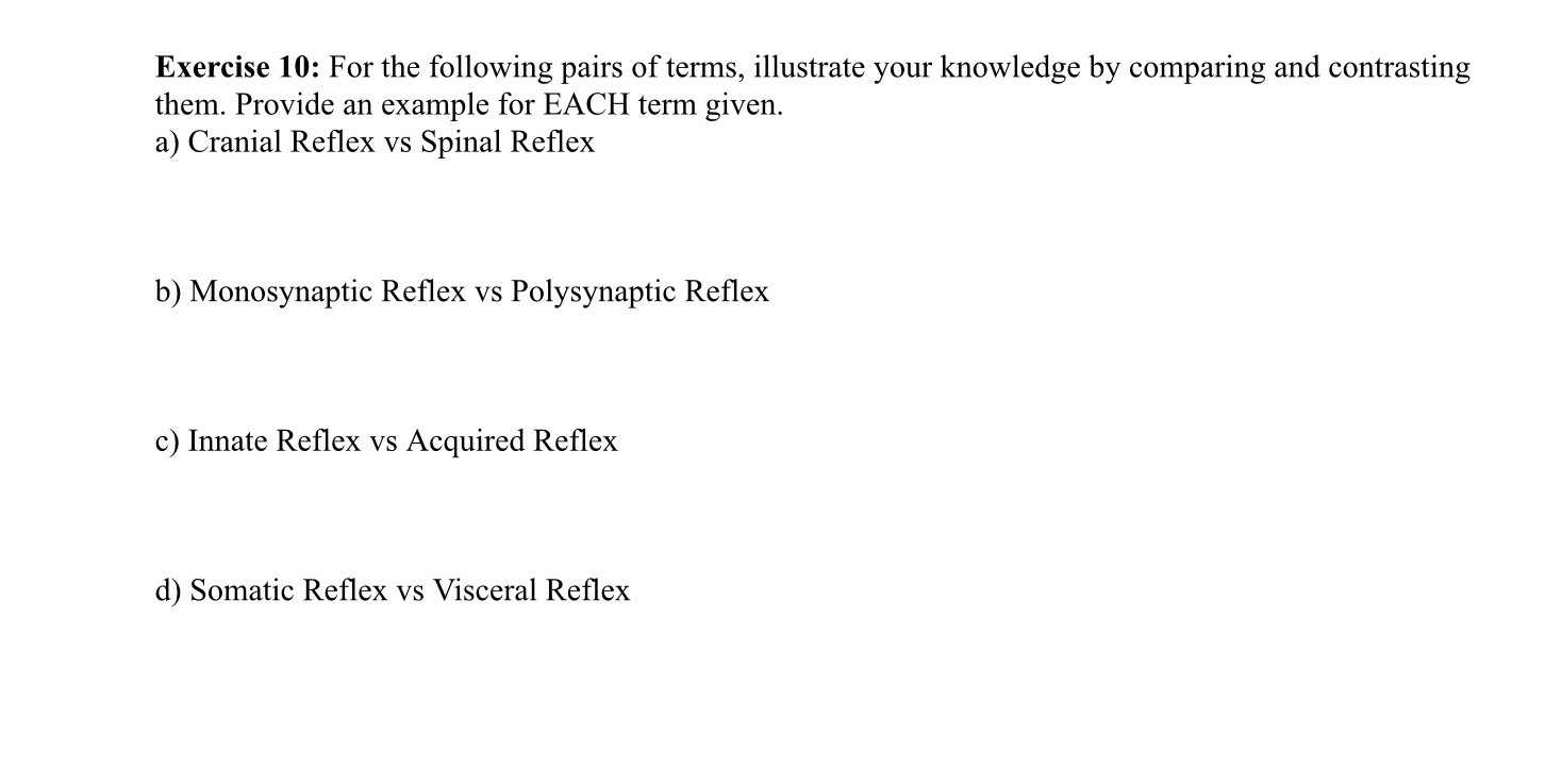 Solved Exercise 10: For the following pairs of terms, | Chegg.com