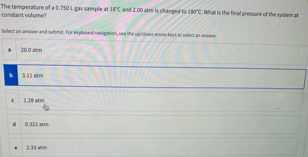 Solved The temperature of a 0.750 L gas sample at 18°C and | Chegg.com