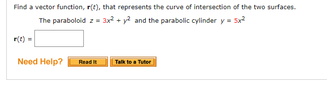 Solved Find a vector function, r(t), that represents the | Chegg.com