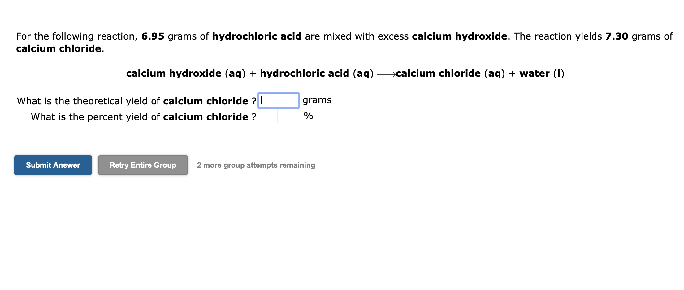 Solved For the following reaction, 6.95 grams of | Chegg.com