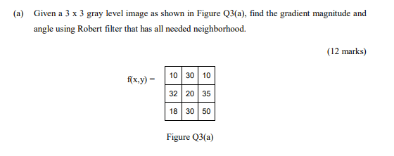 Solved (a) Given a 3 x 3 gray level image as shown in Figure | Chegg.com