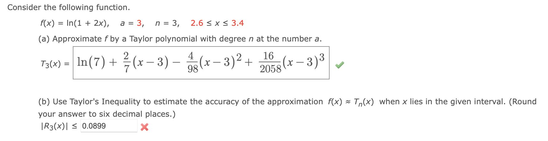 Solved Consider the following function. f(x) = ln(1 + 2x), a | Chegg.com