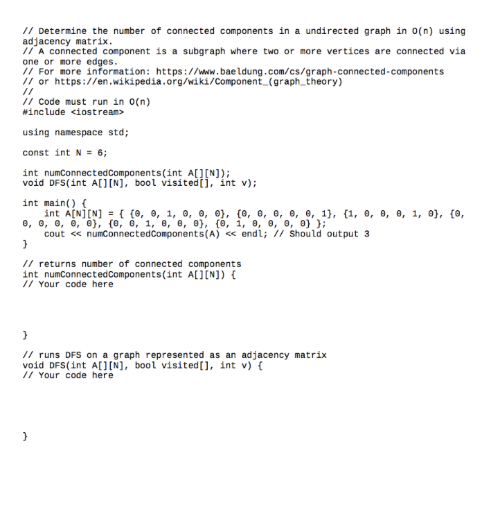 Solved // Determine the number of connected components in a | Chegg.com