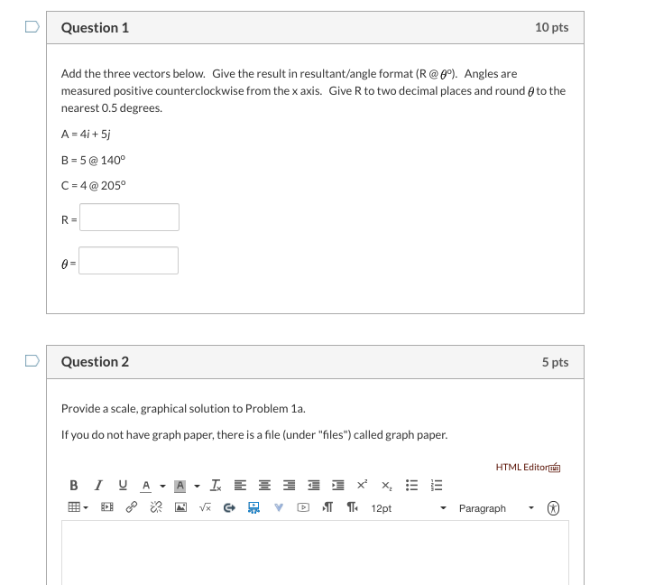 Solved Question 1 10 pts Add the three vectors below. Give | Chegg.com