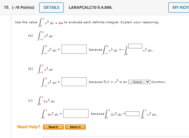 Solved Use the value ∫04x3dx=64 to evaluate each definite | Chegg.com
