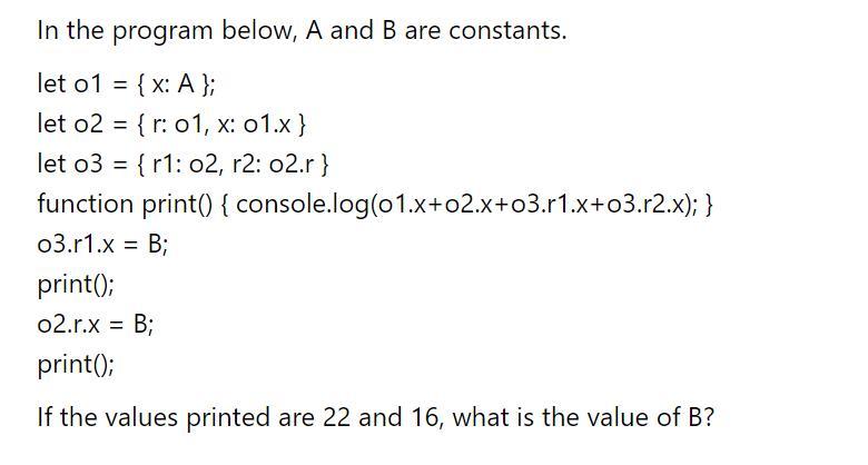Solved In the program below, A and B are constants. let | Chegg.com