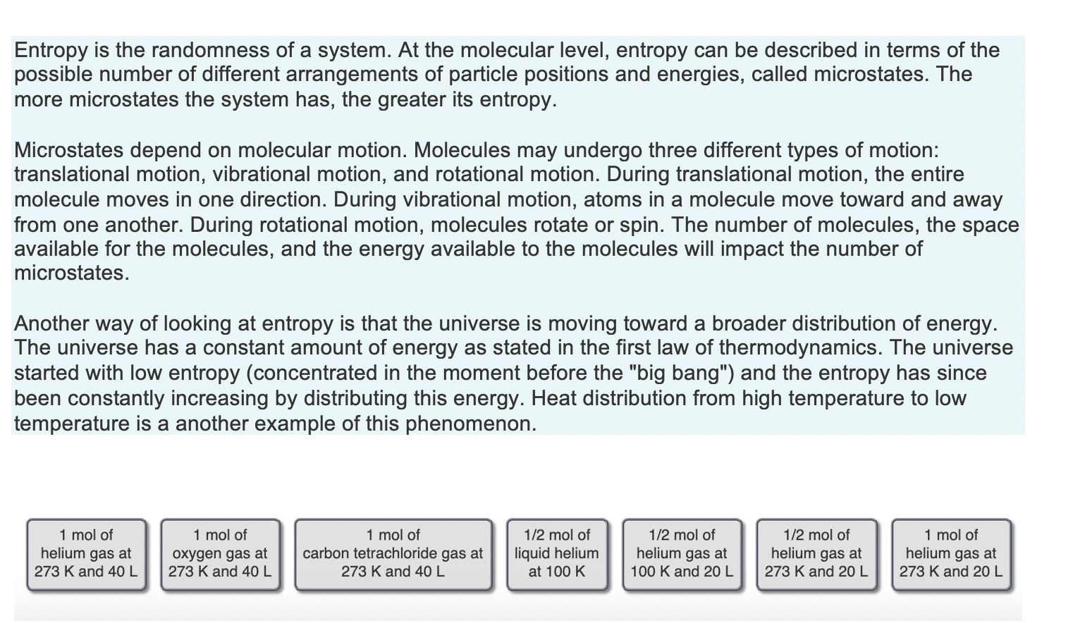 Solved Entropy is the randomness of a system. At the | Chegg.com