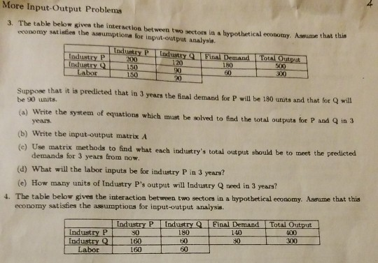 More Input-Output Problems 3. The table below gives | Chegg.com