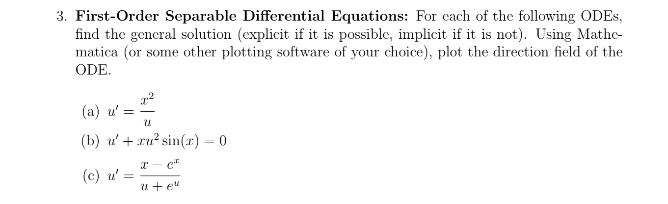 Solved First Order Separable Differential Equations For