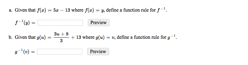 Solved a. Given that f(x) = 5x - 13 where f(x) = y, define a | Chegg.com