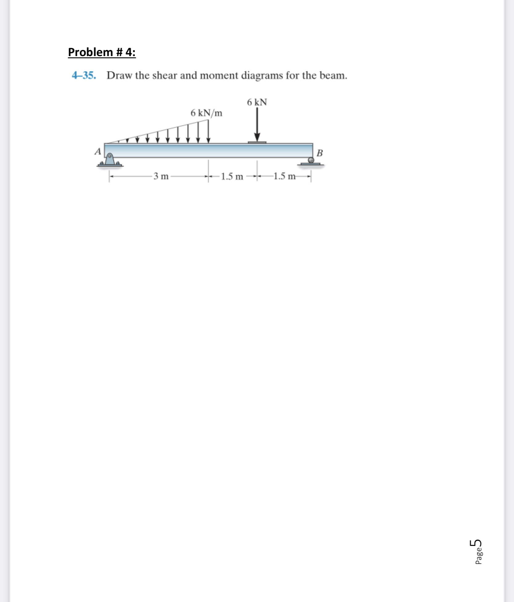 Solved 4-35. Draw the shear and moment diagrams for the | Chegg.com