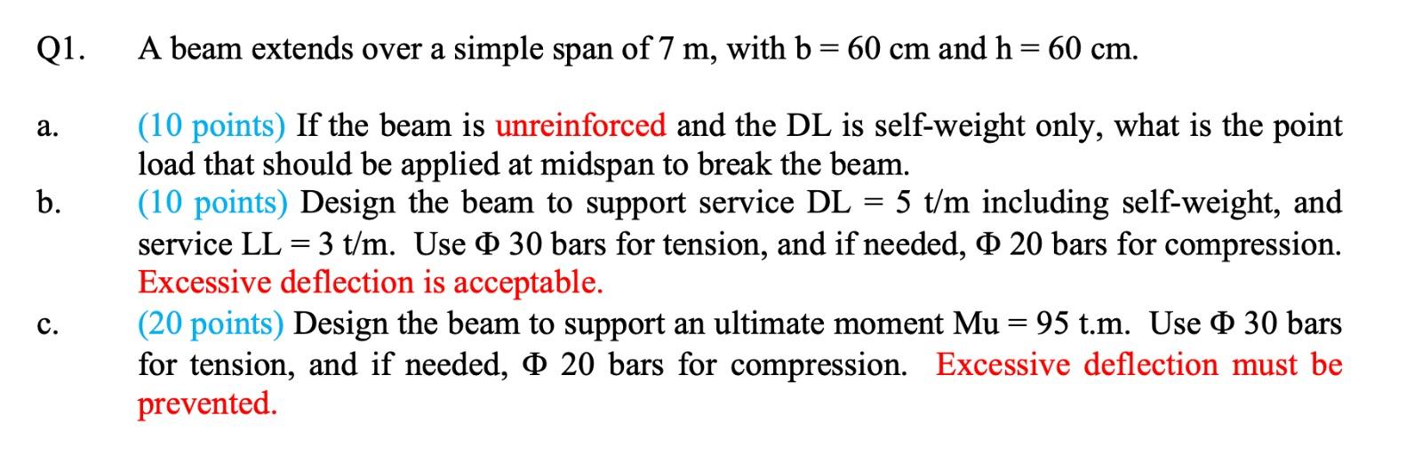 Solved *For all questions, fc' = 28 MPa, fy = 420 MPa, | Chegg.com