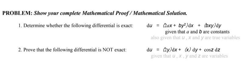 Solved PROBLEM: Show your complete Mathematical Proof / | Chegg.com
