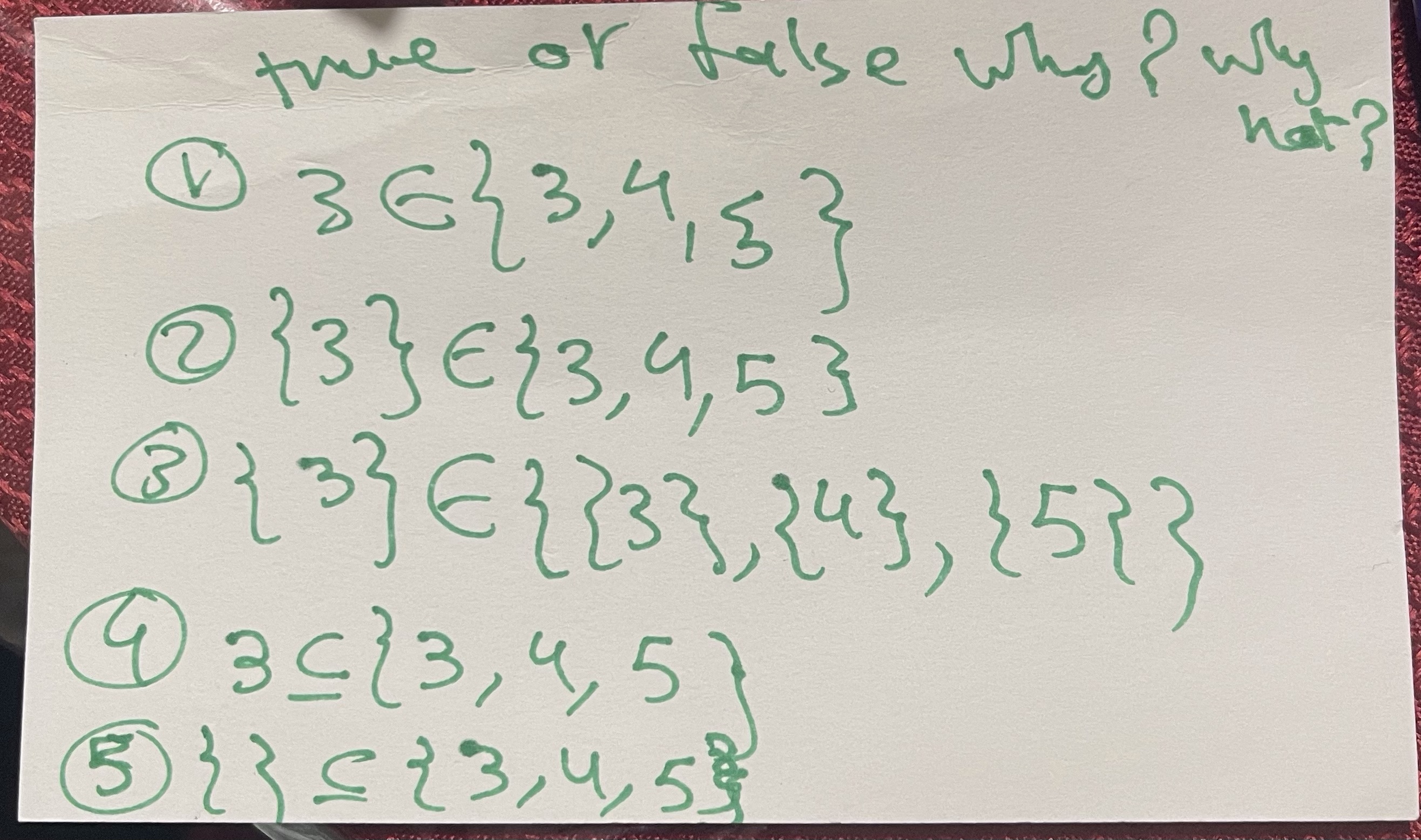 Solved twue of false why? Why (1) 3∈{3,4,5} hat? (2) | Chegg.com