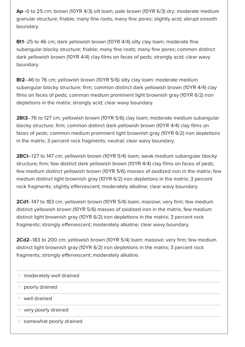 For the soil profile description below, use the | Chegg.com