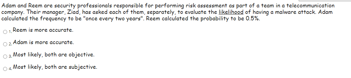 Solved Adam and Reem are security professionals responsible | Chegg.com