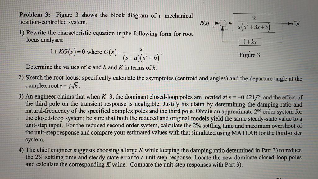 Solved S s 2 Problem 3: Figure 3 shows the block diagram of | Chegg.com