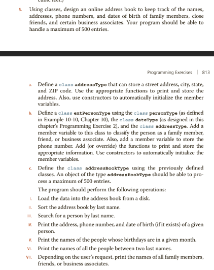 Solved 5. Using classes, design an online address book to | Chegg.com