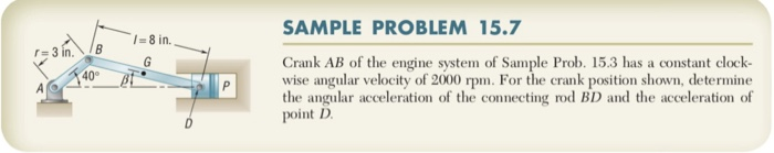 Solved SAMPLE PROBLEM 15.7 1 8 in Crank AB of the engine | Chegg.com