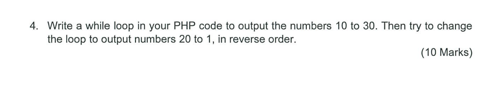 Solved 4 Write A While Loop In Your Php Code To Output The 7728