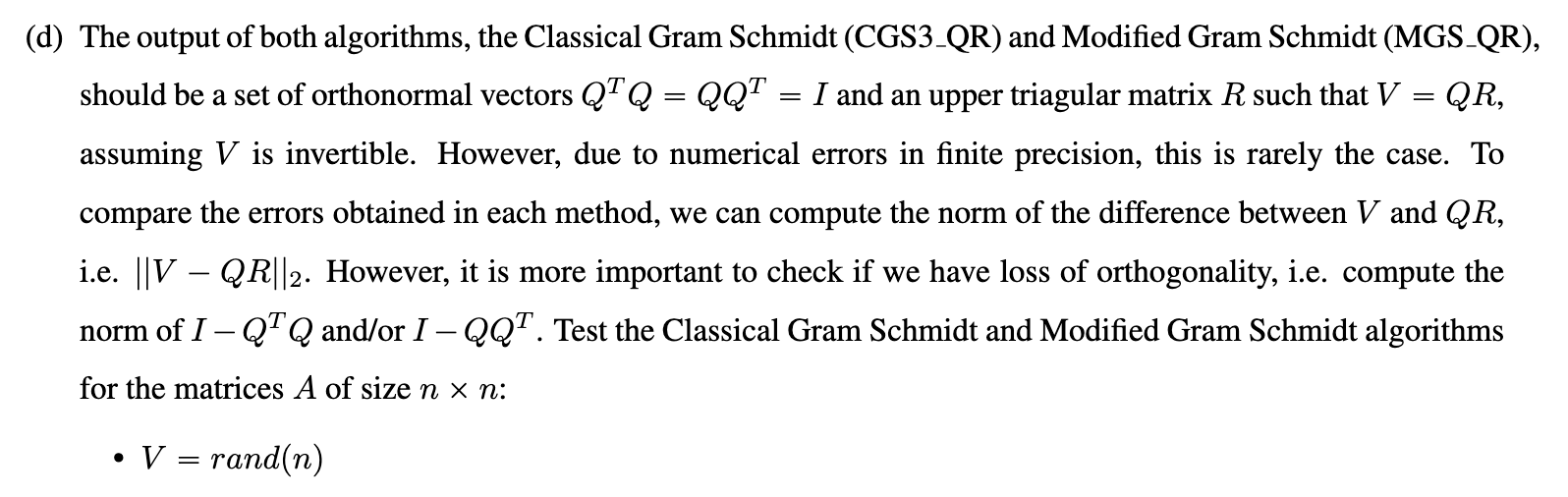 At the kth iteration of the Classical Gram Schmidt | Chegg.com