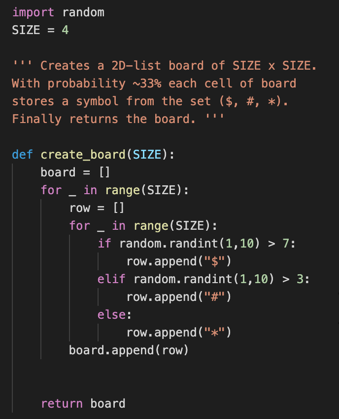 Solved Write a function print_board(board): takes a 2D-list | Chegg.com