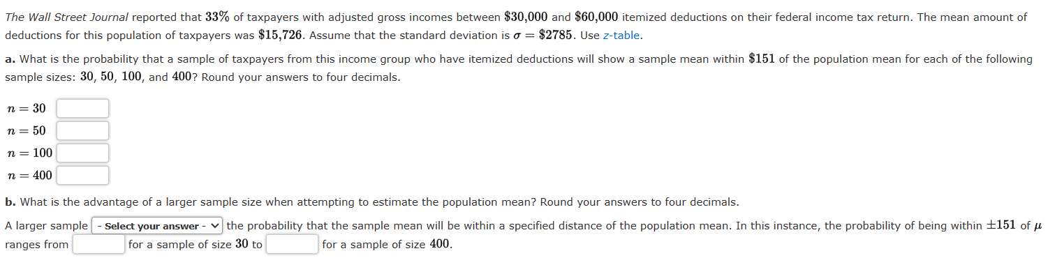 Solved deductions for this population of taxpayers was | Chegg.com