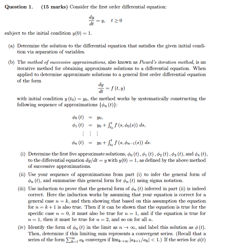 Solved Question 1. (15 marks) Consider the first order | Chegg.com