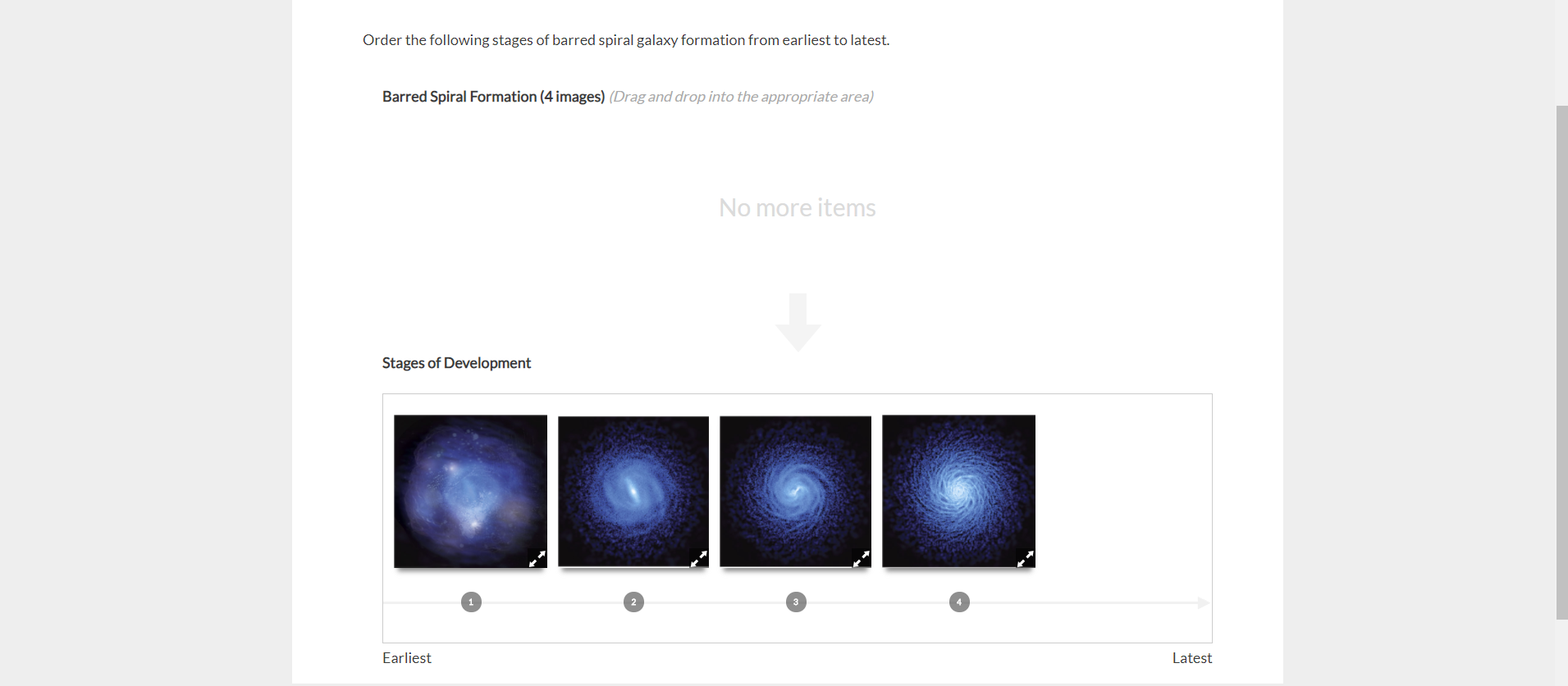 Solved Order the following stages of barred spiral galaxy | Chegg.com