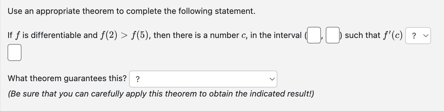 Solved Use an appropriate theorem to complete the following | Chegg.com