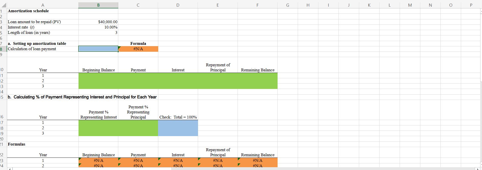 Solved Open spreadsheet a. Complete an amortization schedule | Chegg.com