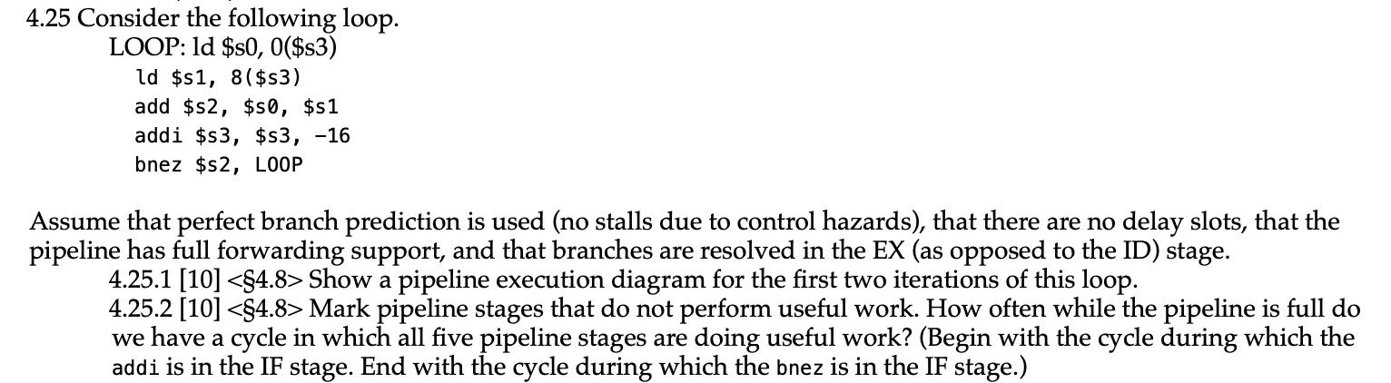 Solved 4.25 Consider the following loop. LOOP: ld $ s0,0($ | Chegg.com