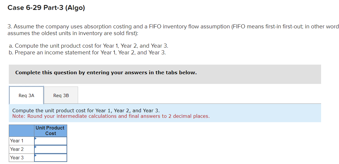 Solved Case 6-29 (Algo) Variable and Absorption Costing Unit | Chegg.com