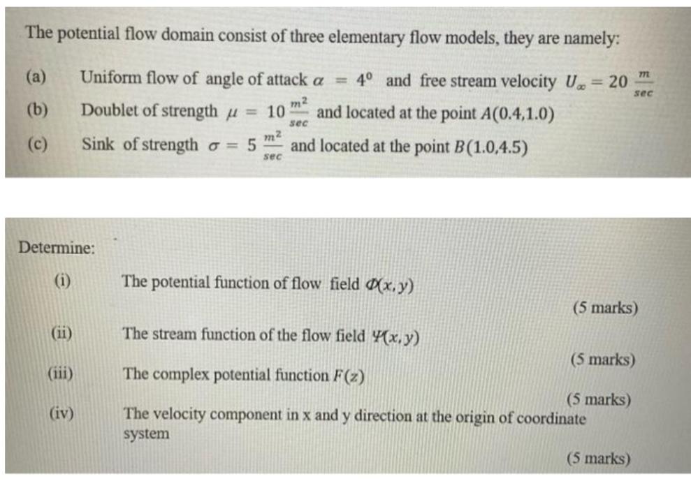 Solved The potential flow domain consist of three elementary | Chegg.com