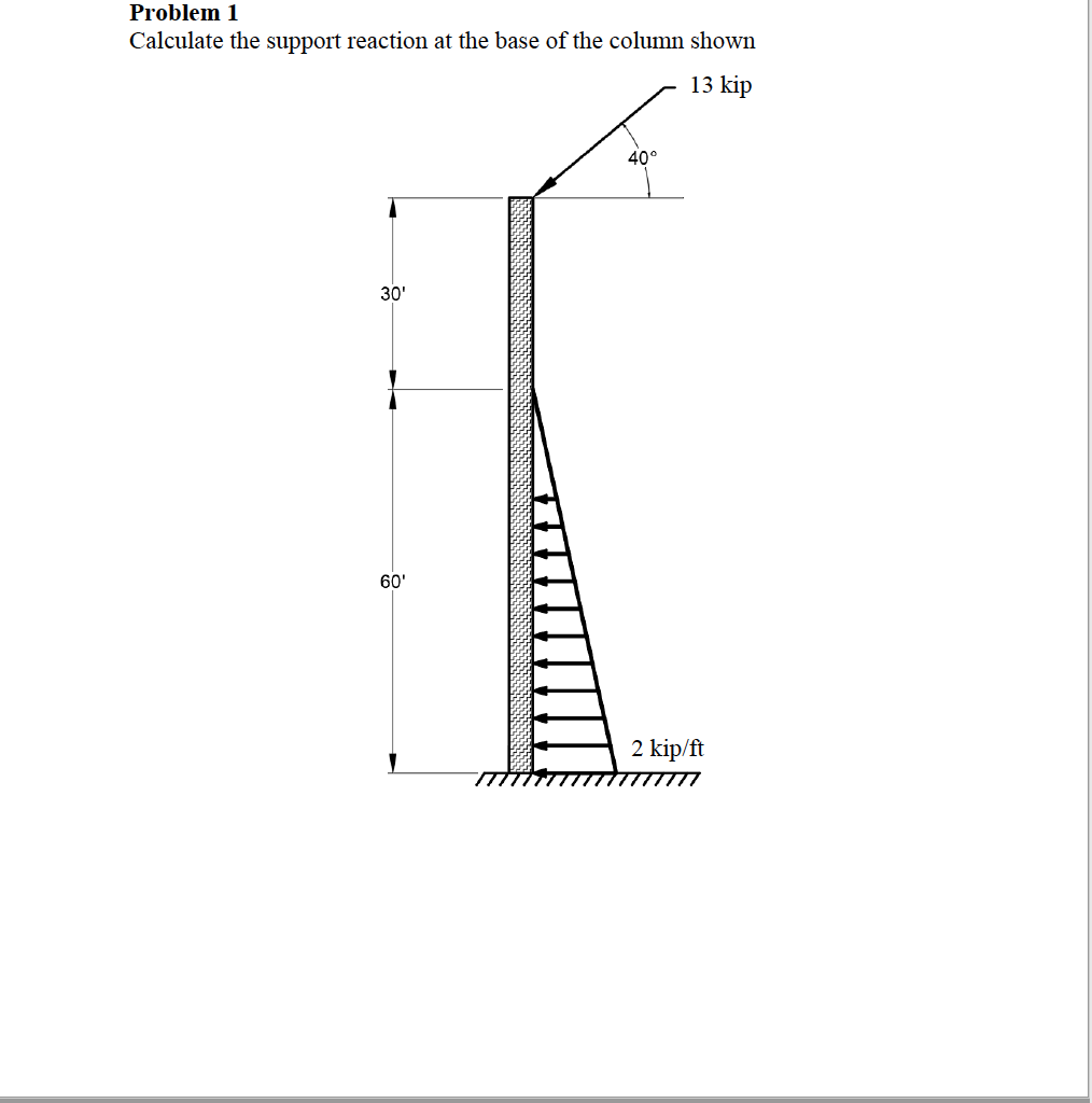 Solved Problem 1 Calculate the support reaction at the base | Chegg.com