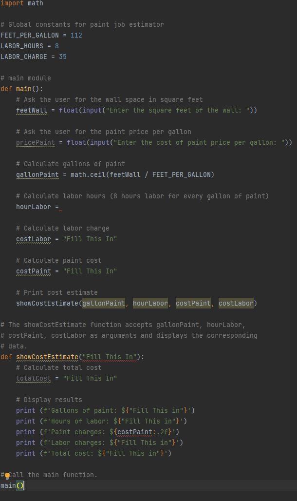 Solved import math # Global constants for paint job | Chegg.com