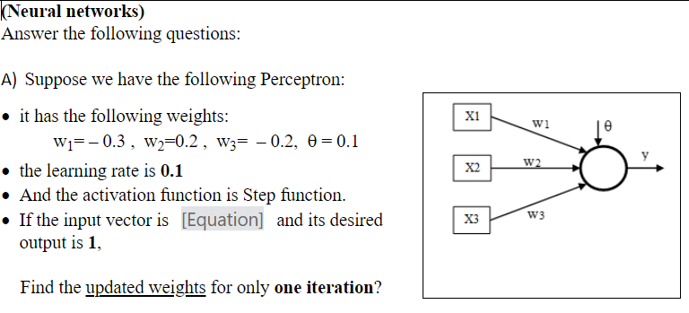 Solved (Neural networks) Answer the following questions: A) | Chegg.com
