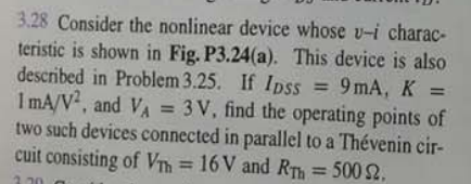 Solved 3.28 Consider the nonlinear device whose v-i charac- | Chegg.com