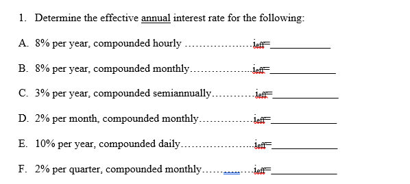 Solved Determine the effective annual interest rate for the | Chegg.com