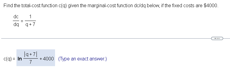 Solved Find the total-cost function c(q) given the | Chegg.com