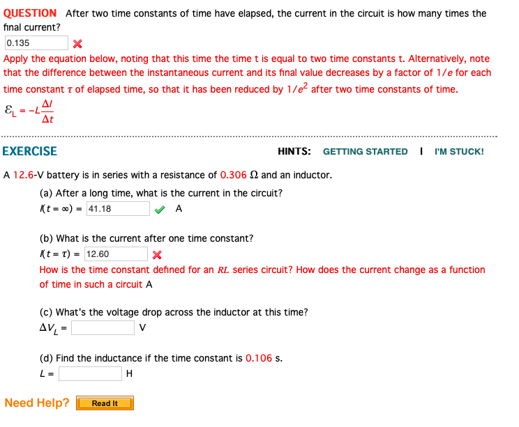 Solved QUESTION After two time constants of time have | Chegg.com