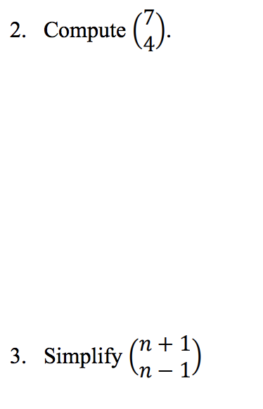 Solved 2. Compute (a). 3. Simplify (n + 1) | Chegg.com