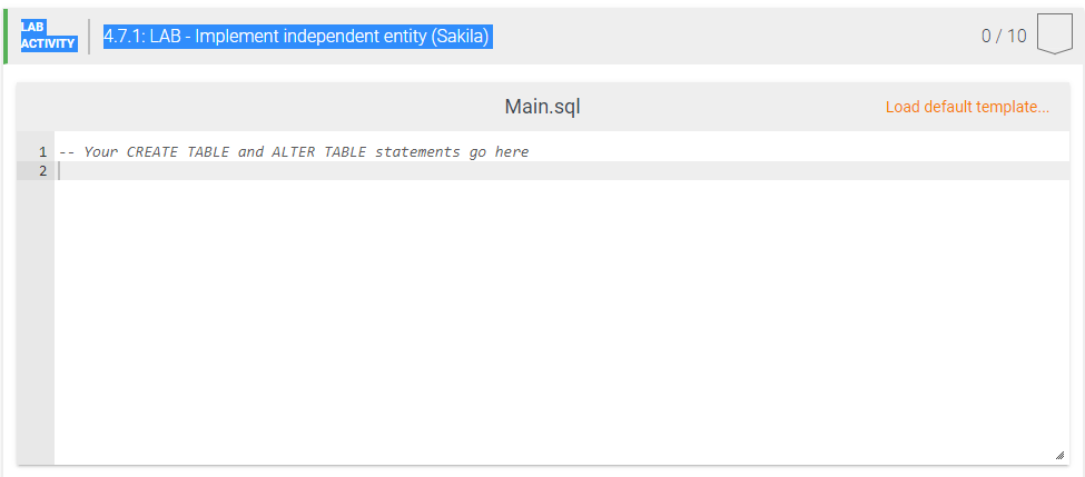 Solved 4.7 LAB - Implement independent entity | Chegg.com Solved 4.7 LAB - Implement independent entity | Chegg.com