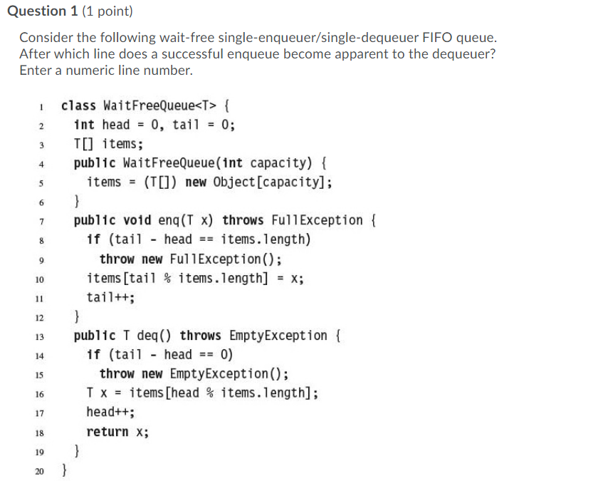Solved Question 1 (1 point) Consider the following wait-free | Chegg.com